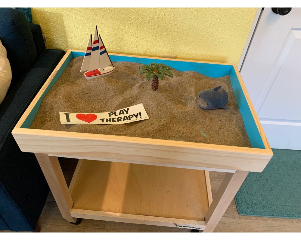 Basic Wooden Sand Tray with Rolling Cart Combo – Sand Tray Therapy