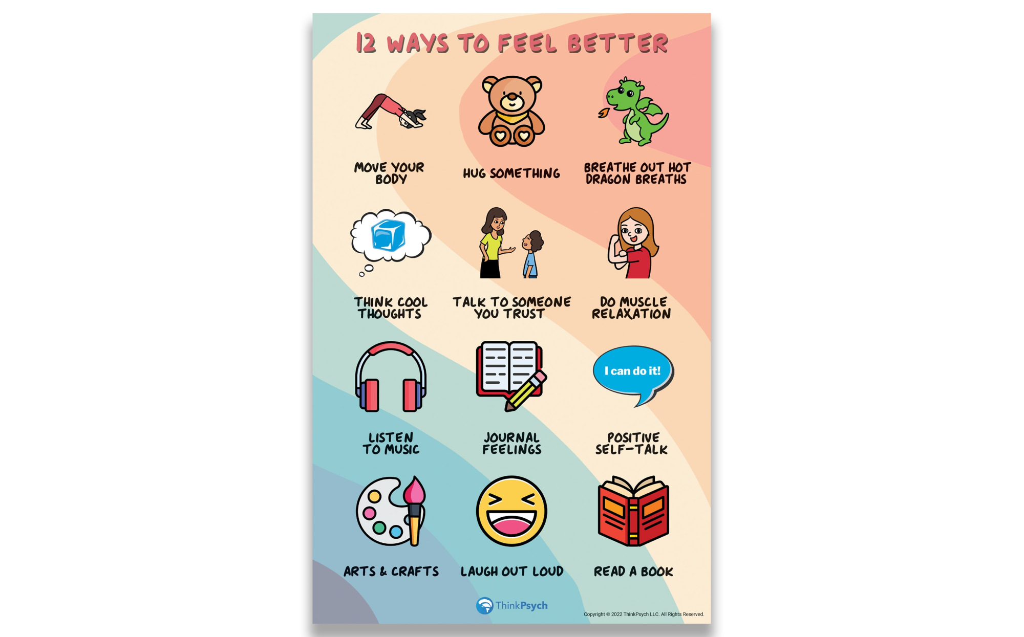 12 Ways To Feel Better Poster – Playroom Furnishings: Posters & Decor
