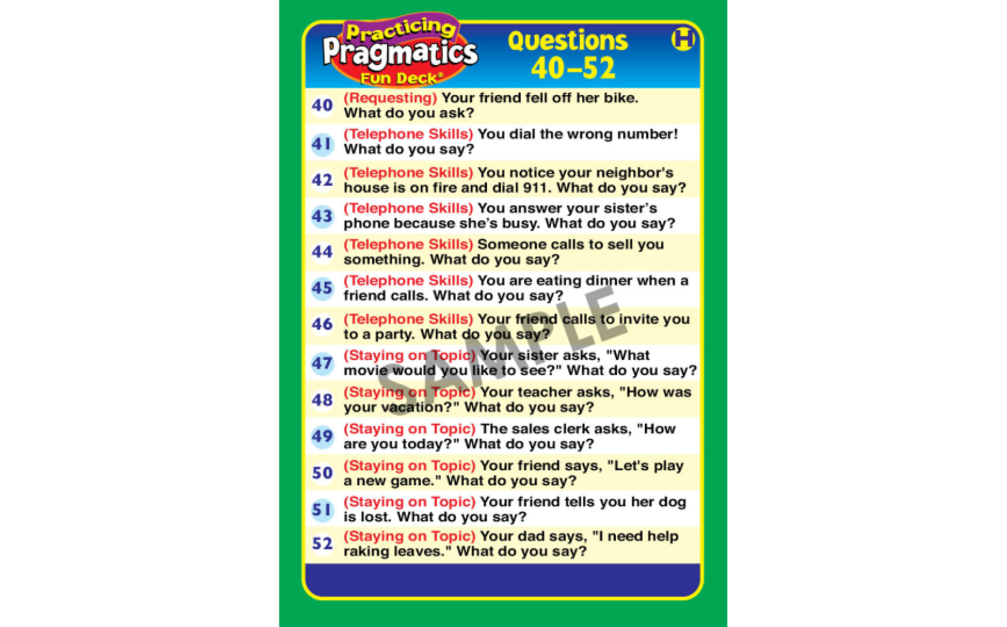 Practicing Pragmatics Fun Deck – Games
