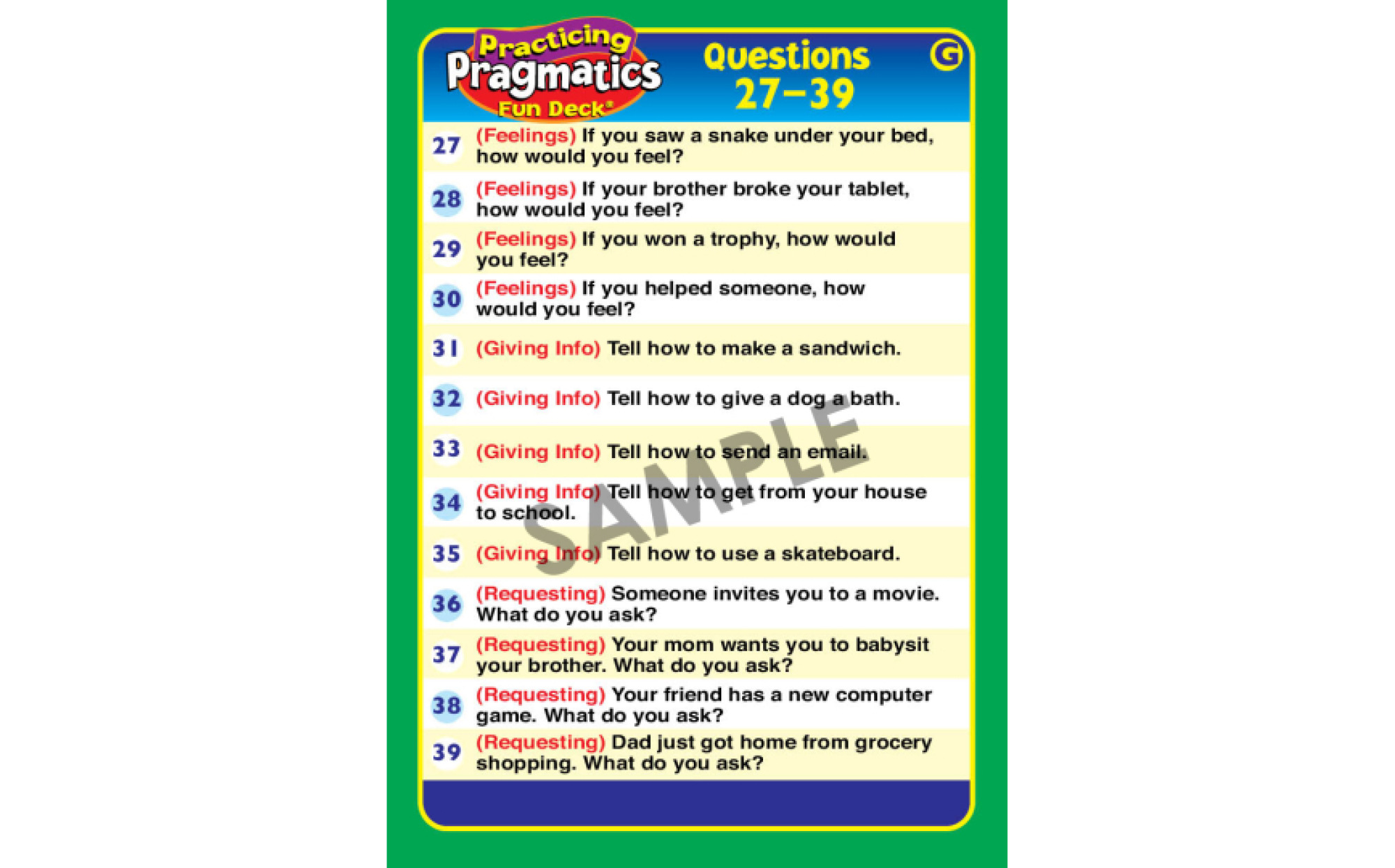 Practicing Pragmatics Fun Deck – Games